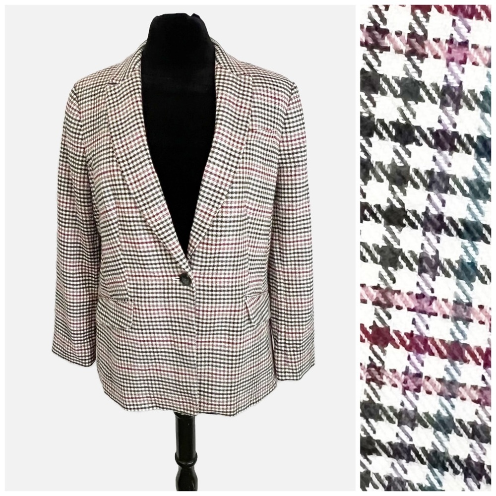 Talbots Plaid Blazer Jacket Red Black Plaid - Gem